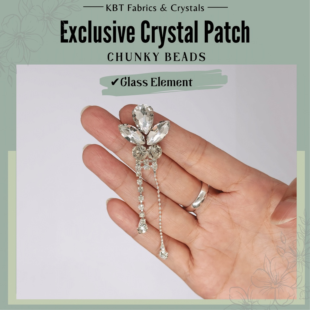 [1pcs] Iron on Exclusive Glass Crystal Patch Manik Tampal Diamond ...