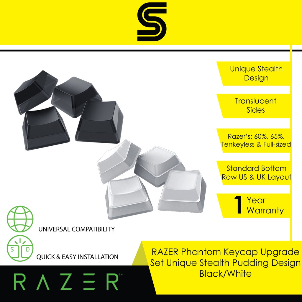 RAZER Phantom Keycap Upgrade Set-Unique Stealth Pudding Design for ...
