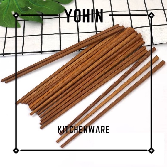 YOHIN 10 Pairs Wooden Chopstick / 10 Pasangan Penyepit Kayu / 10 对 木筷 ...
