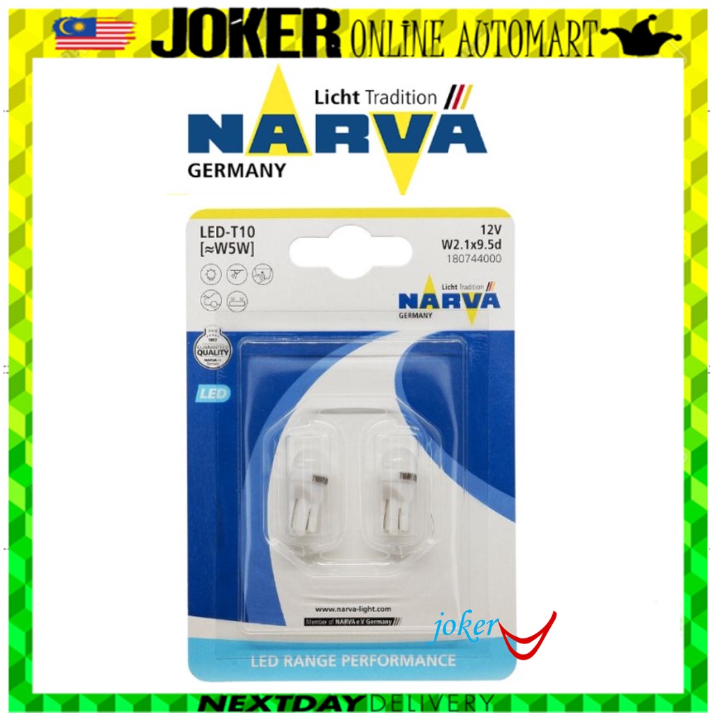 NARVA T10 W5W LED 6000k 12V Range Performance LED Signaling Light Bulb | Shopee Malaysia