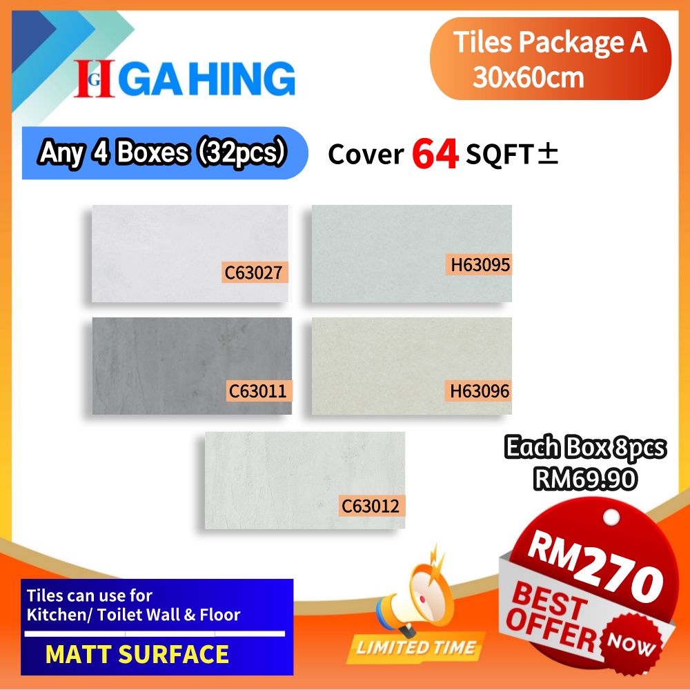 [JUBIN BENAR X VINYL] Jubin toilet Jubin Rumah 30*60cm 32 pcs 64 sqft ...