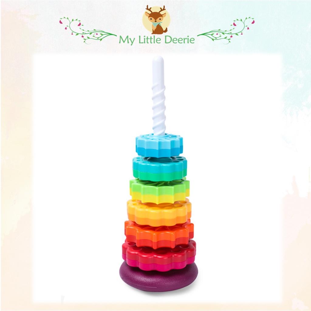 Rainbow Stacking Ring Spinning Tower Children Kids Spin Toy | Shopee ...