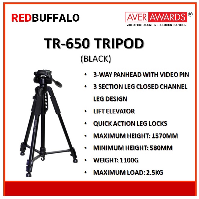 Red Buffalo TR-650 Tripod (Black) | Shopee Malaysia
