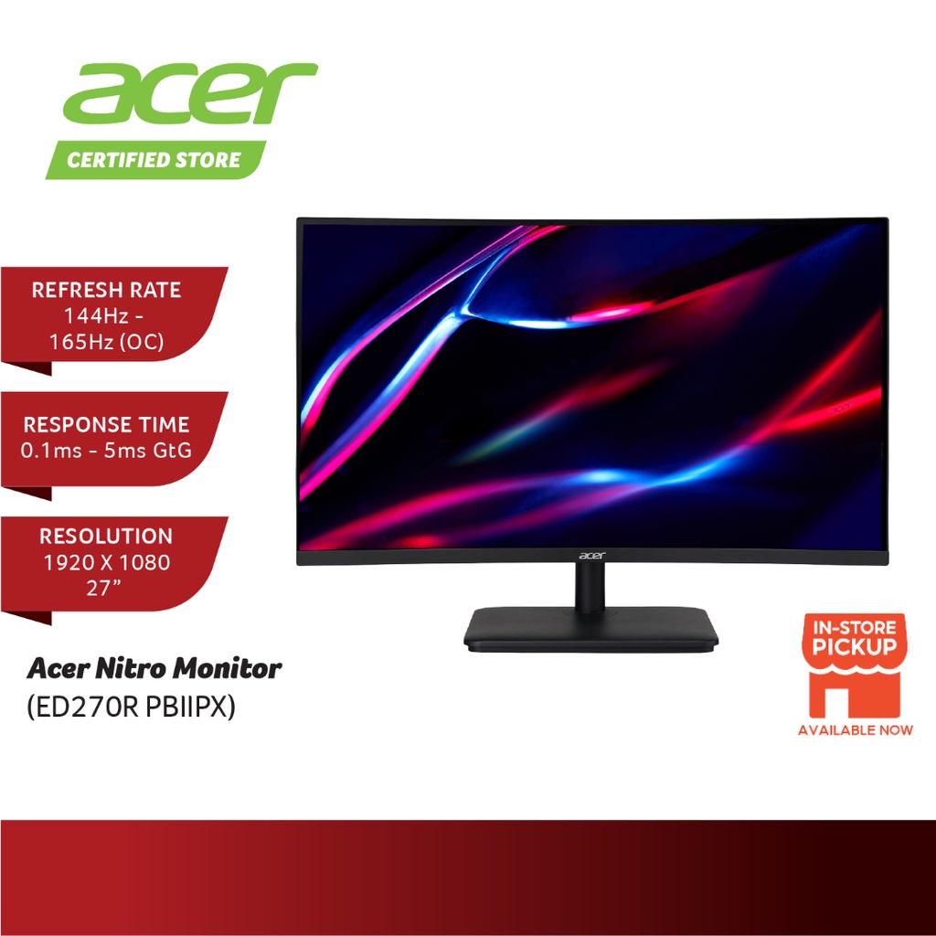 Acer Nitro ED270R PBIIPX Curved LED Gaming Monitor (27" FHD/1920 x 1080 ...