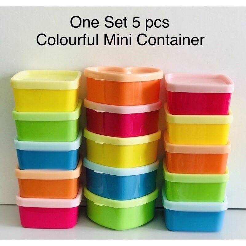 5 Pcs Colourful Mini Container baby food container mix colour bekas ...