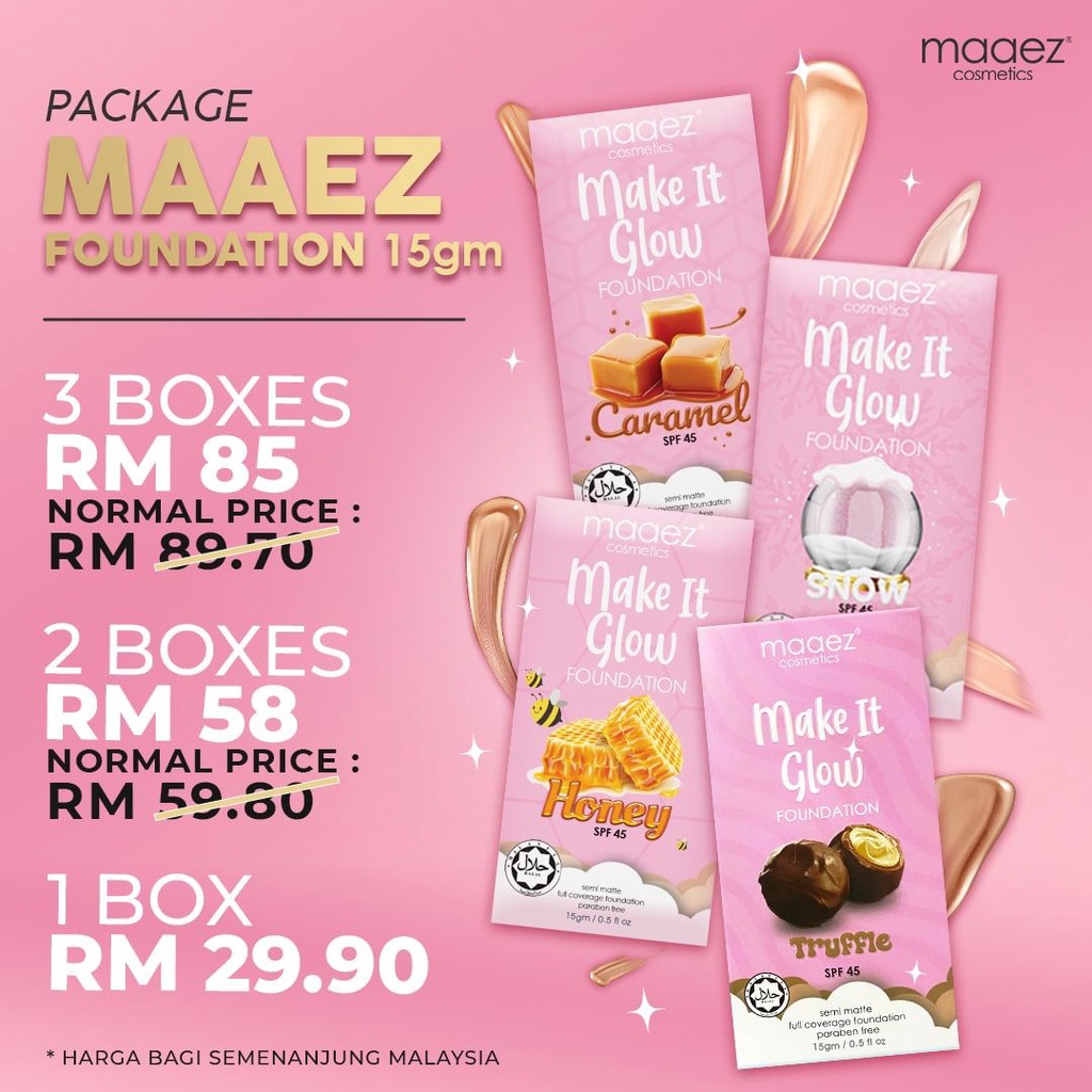 Maaez Foundation Make It Glow by Maaez Cosmetics 30g & 15g | Shopee ...