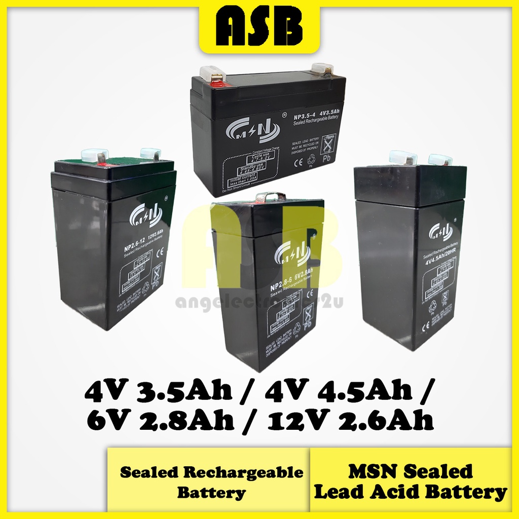 (1pc) MSN Sealed Lead Acid / Rechargeable Battery ( 4V 3.5Ah / 4V 4.5Ah / 6V 2.8Ah / 12V 2.6Ah ...