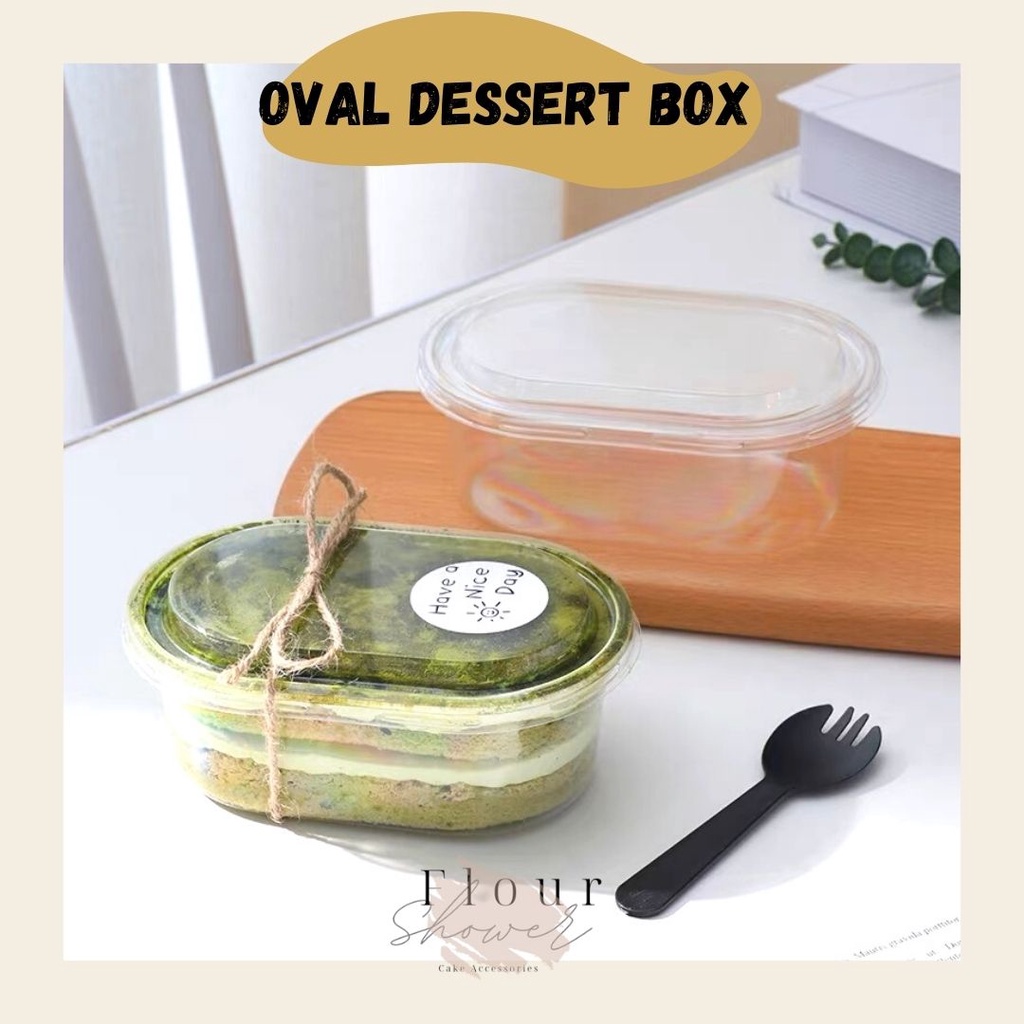 10pcs 500ml Oval Transparent Cake Box / Pudding Box / Dessert Container ...