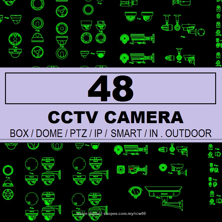 Autodesk | AutoCAD 2022 | 48+ CCTV Camera set CAD BLOCK MATERIALS for ...