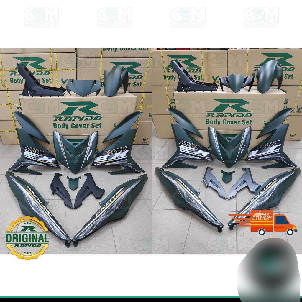 *[READY STOCK] Coverset Bodyset Yamaha EXCITER 150 Y15 Y15ZR V1 V2 Matt green(STICKER TANAM ...