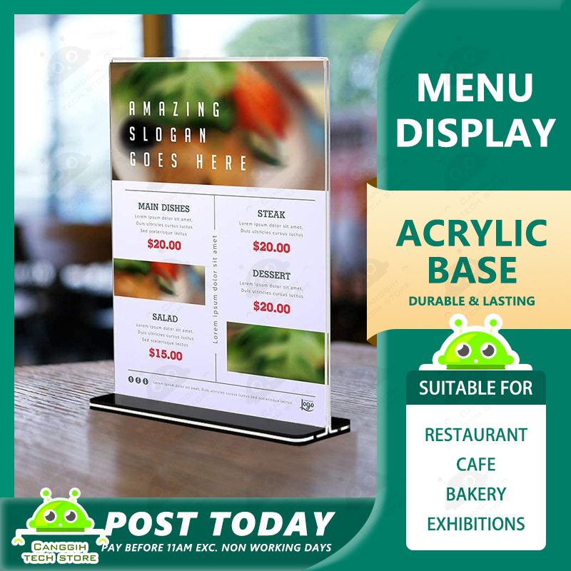 Acrylic T-shape Menu Stand Restaurant Promotional Poster Display Table ...