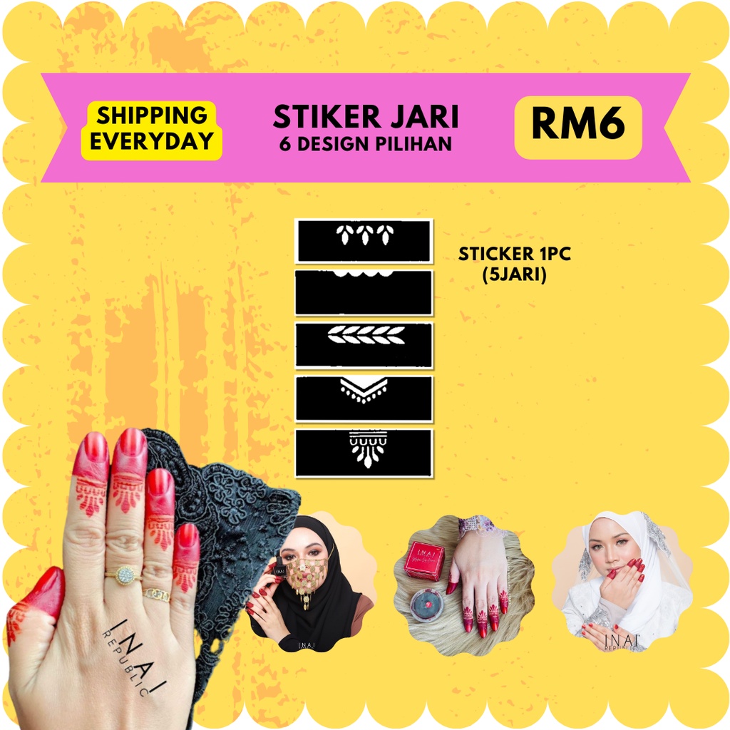 5 corak STIKER JARI INAI CELUP | Shopee Malaysia