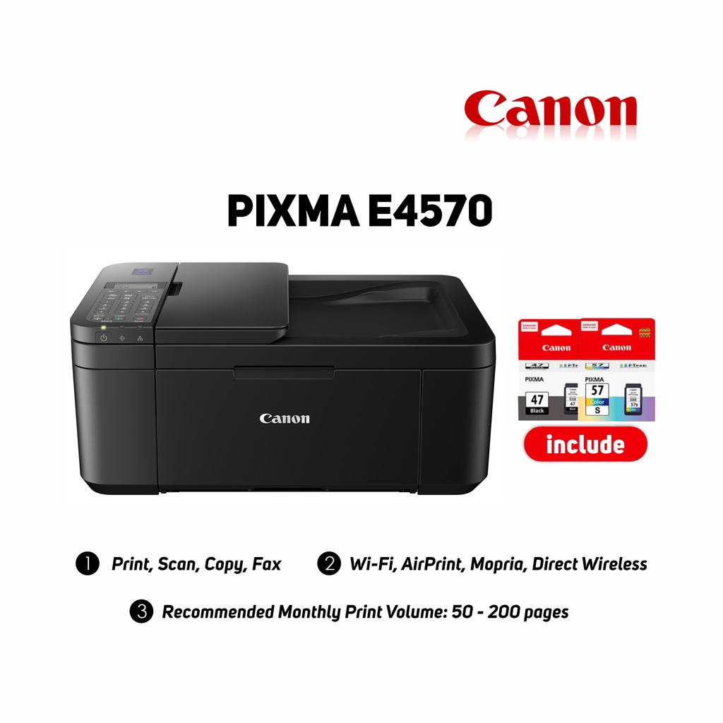 Canon PIXMA E4570 Compact Wireless All-In-One with Fax and automatic 2 ...