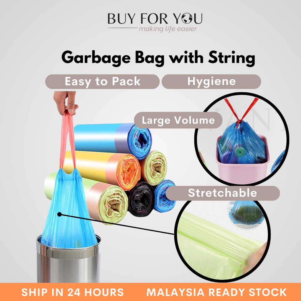 Garbage Bag with String Trash Bag Dustbin Plastik Sampah Bertali ...