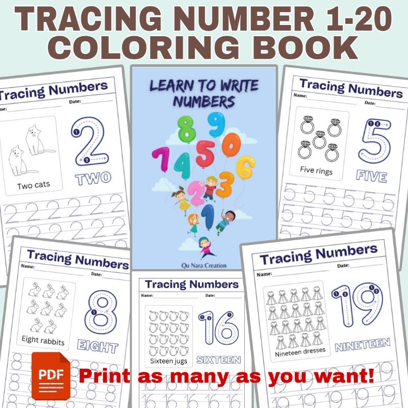 [PDF] LEARN TO WRITE NUMBERS - Practice Writing Tracing Numbers 1-20 ...