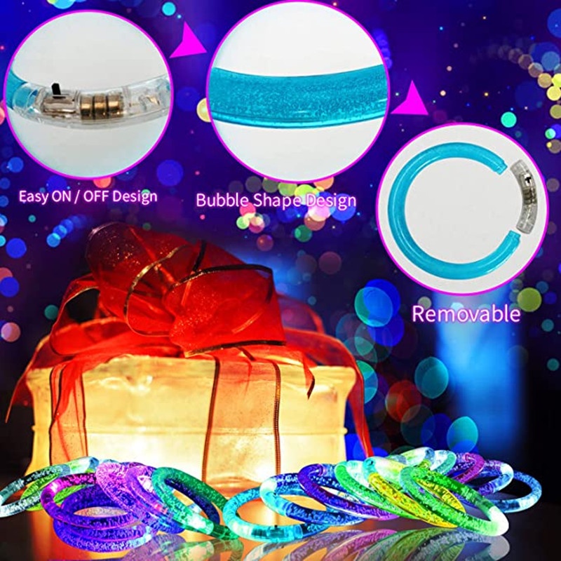 LED Glow Bracelet Light Up Bracelets Glow in The Dark Party Supplies ...