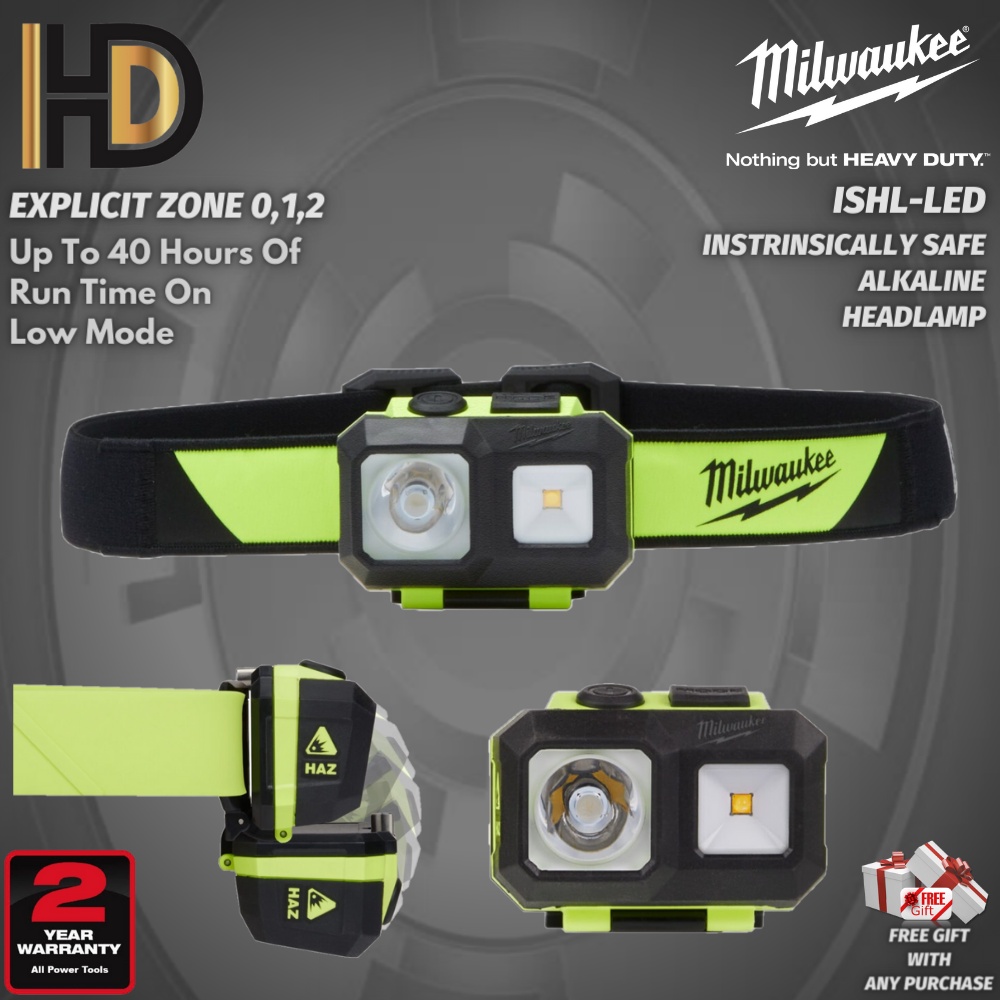 Milwaukee ISHL-LED Intrinsically Safe Alkaline Headlamp 310 Lumen ...