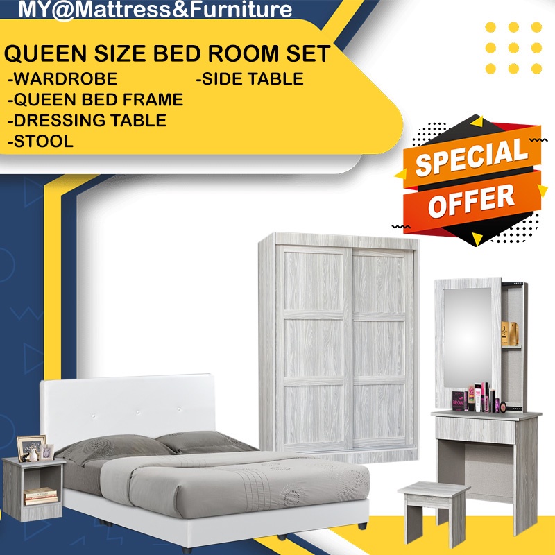 (KL&SELANGOR ONLY)QUEEN BED ROOM SET/4X6BED ROOM SET/ALMARI QUEEN/BET ...
