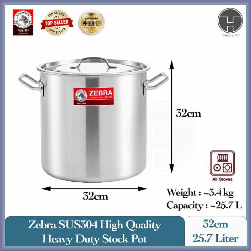 100% ORIGINAL Thailand Zebra Stainless Steel Stock Pot (26,28,30,32cm) | Shopee Malaysia