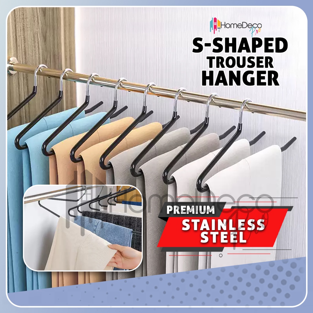 Premium S-shaped Durable Anti-Rust Space Saving Metal Jeans Hangers L ...