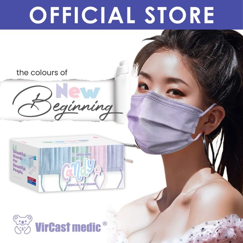 Vircast Medic Candy Series 4ply Medical Mask (40pcs/box) | Shopee Malaysia
