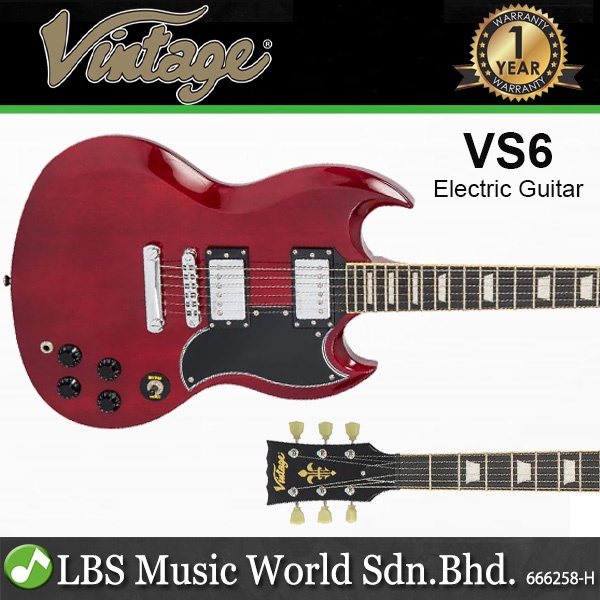 Vintage VS6 Reissued Series SG Double Cutaway Electric Guitar - Cherry ...