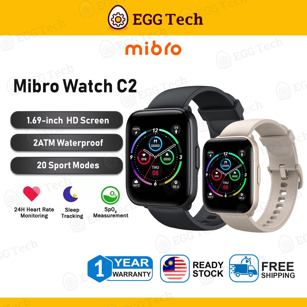 Mibro C2 Smartwatch 1.69" HD Display 20 Sport Modes Heart Rate SpO2 ...