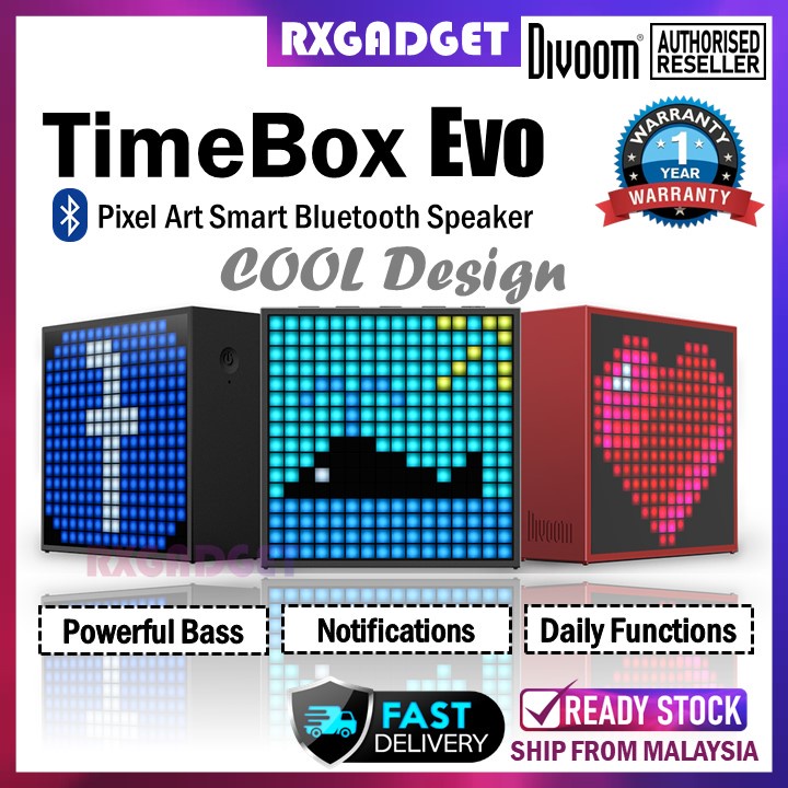 [DIVOOM] Timebox Evo LED Display RGB Pixel Art Portable 5.0 Bluetooth ...