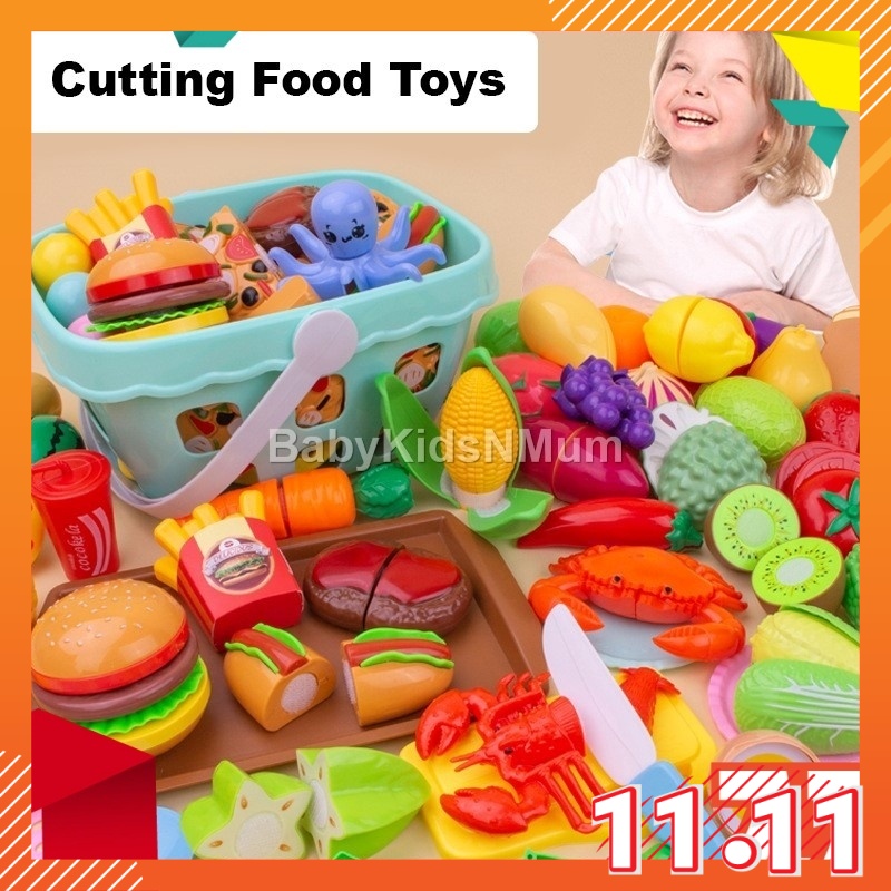 Cutting Play Food Pretend Play Set Toy Early Learning Educational Food ...
