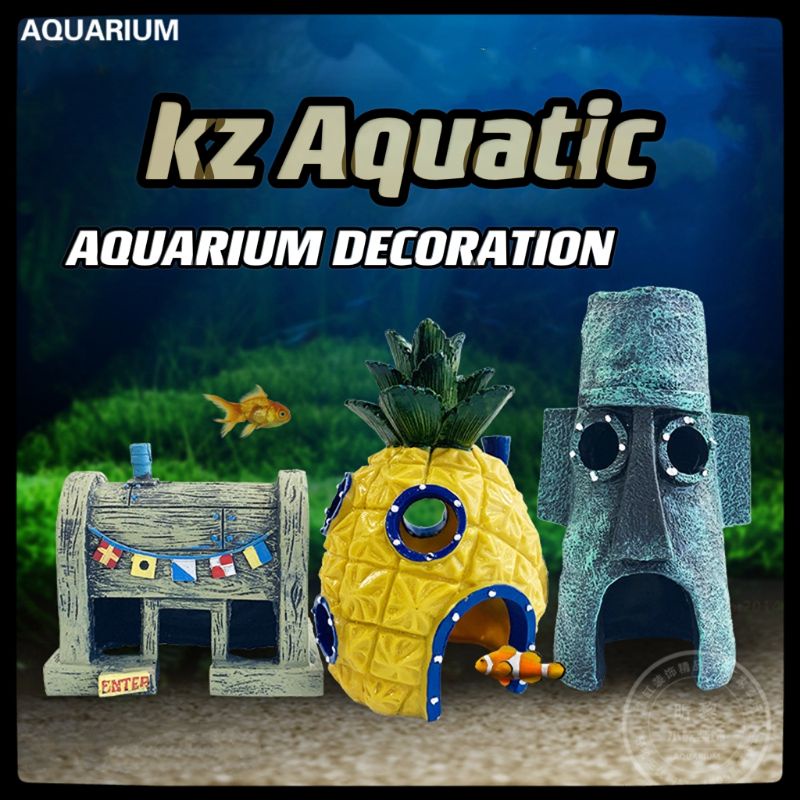 Aquarium Fish Tank Decoration Pineapple House Crab King Castle Octopus ...