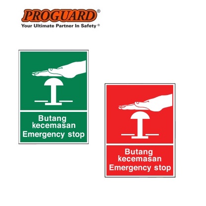 Emergency Stop Butang Kecemasan Indoor Outdoor Safety Sign Plastic ...