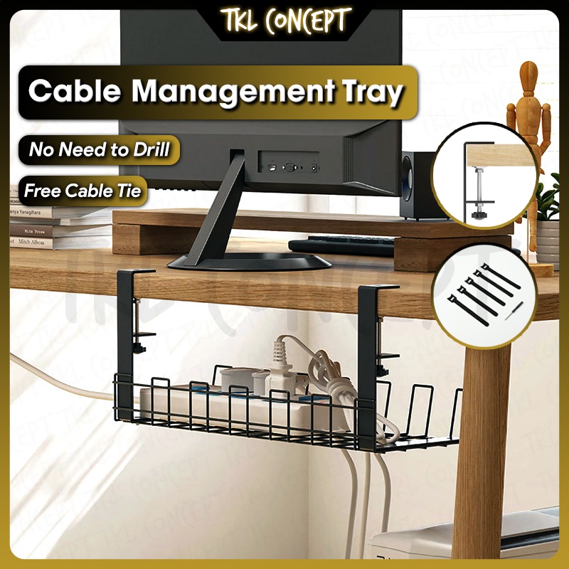 Under Desk Cable Management Wire Organizer Tray Table Pc Cabel Manager ...