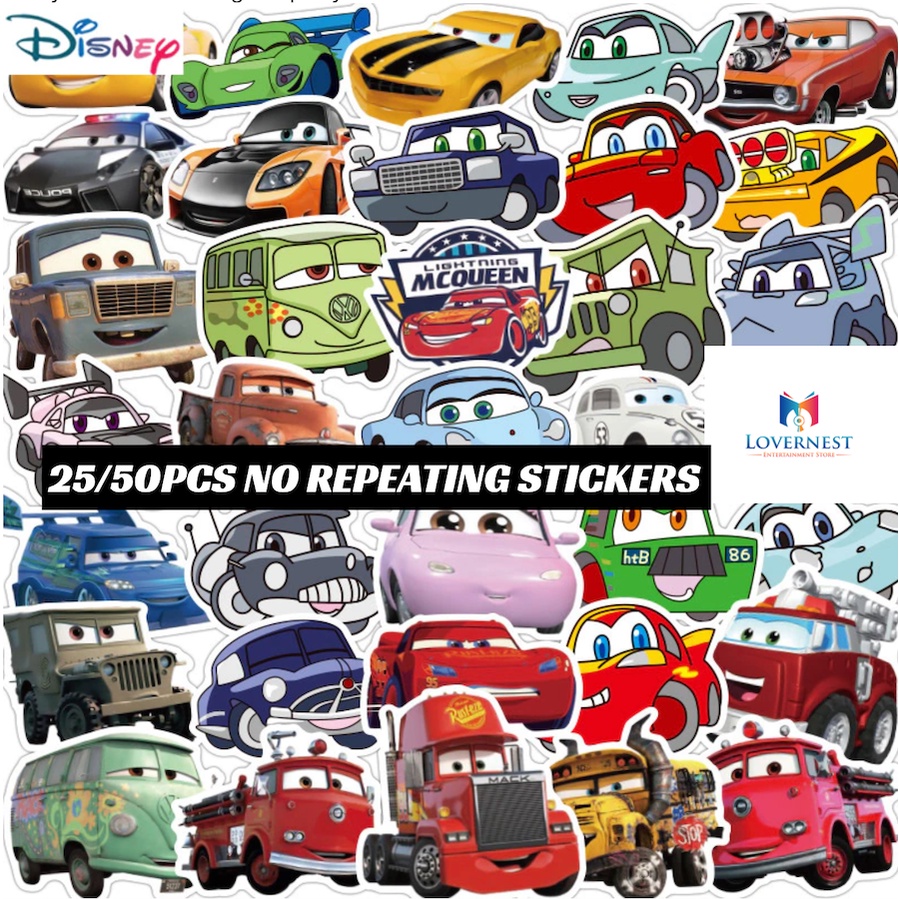 50Pcs/25Pcs DISNEY PIXAR CARS Stickers Children Reward Stickers Luggage ...