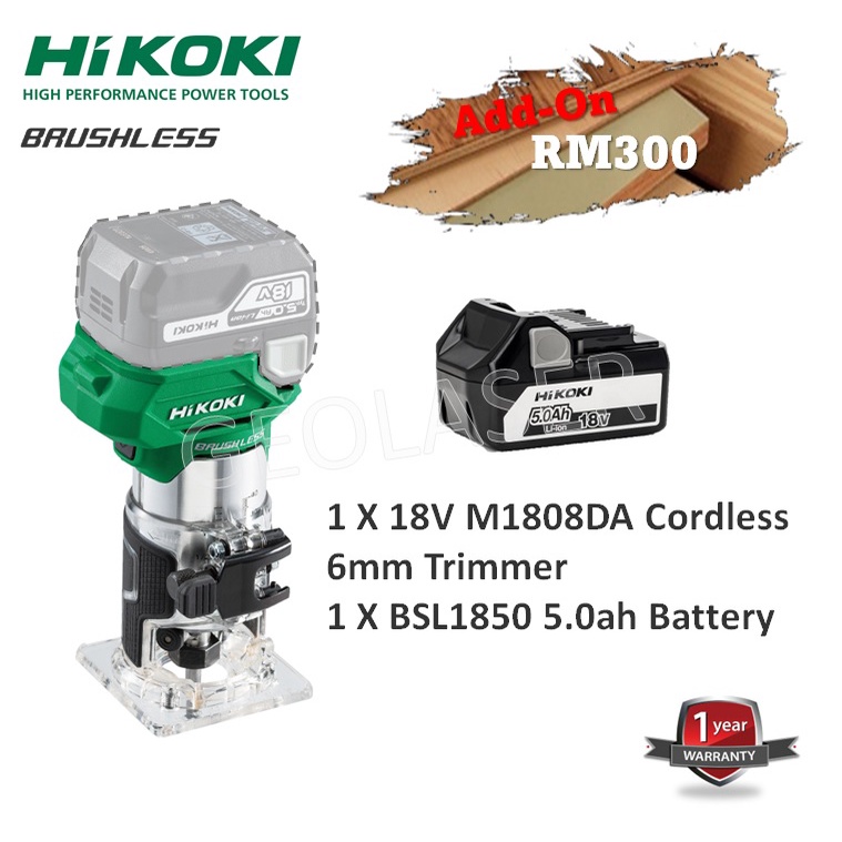 HIKOKI Wood Working Combo Add-On 18V M1808DA Cordless Trimmer ...