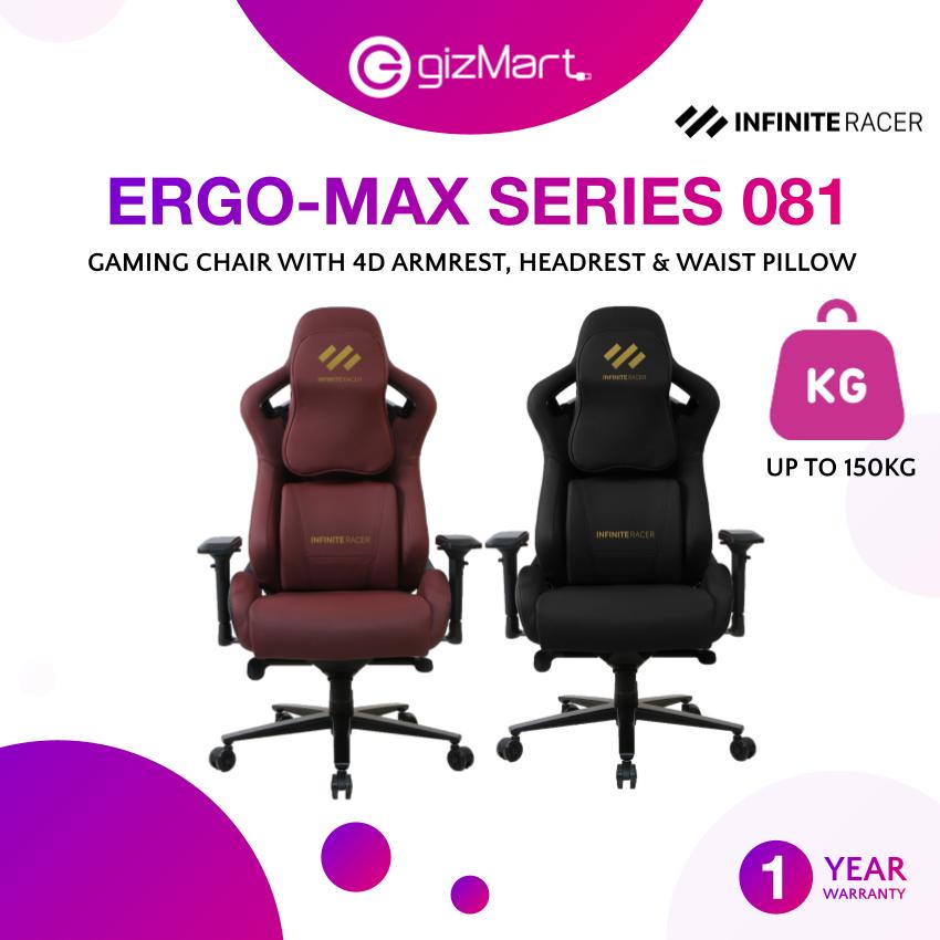 INFINITE RACER ERGO-MAX SERIES 081 PVC Leather Gaming Chair with Headrest and Pillow, 4D Armrest ...