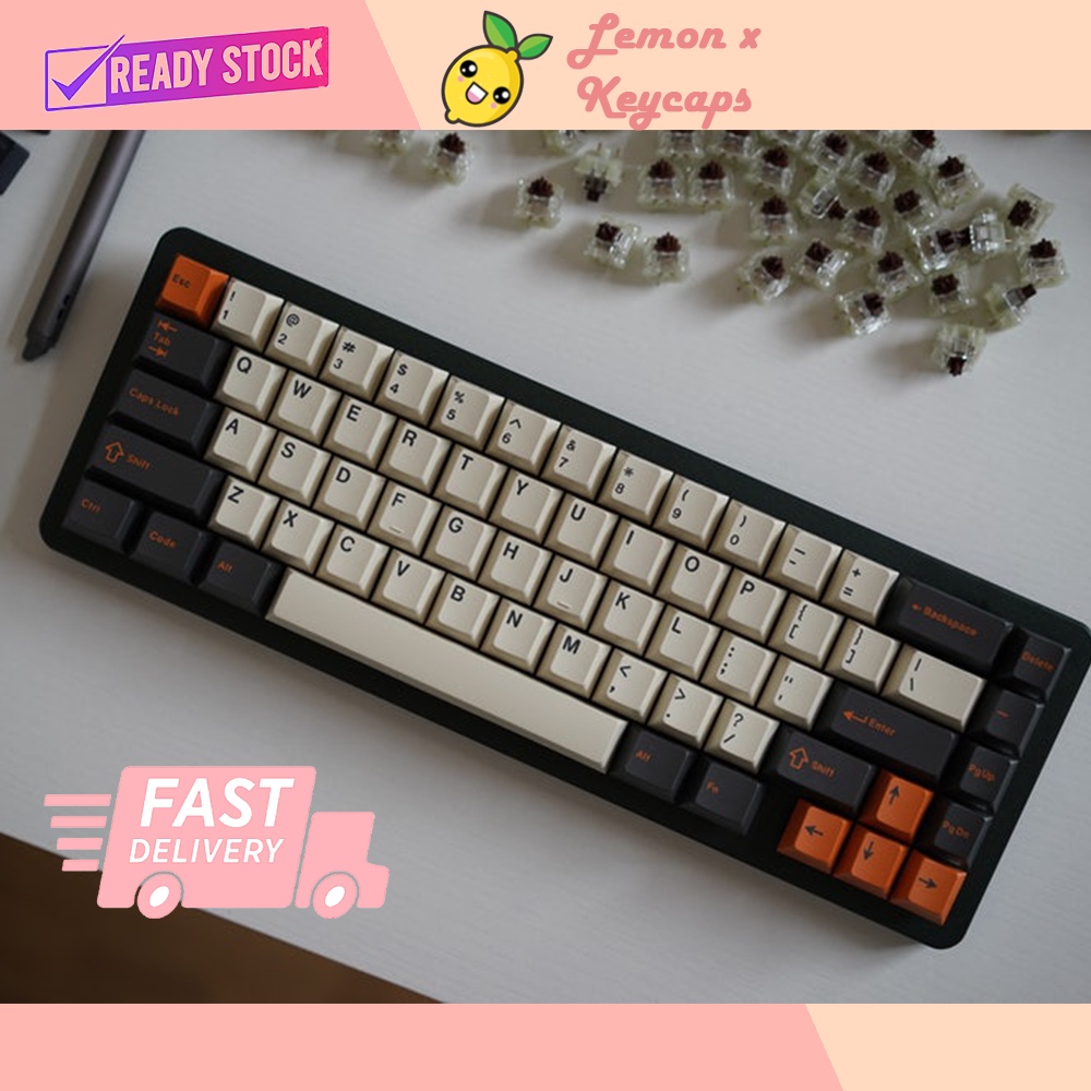 [READY STOCK] Carbon Retro PBT Keycaps l OEM Profile l 108 Keys l 61 87 ...
