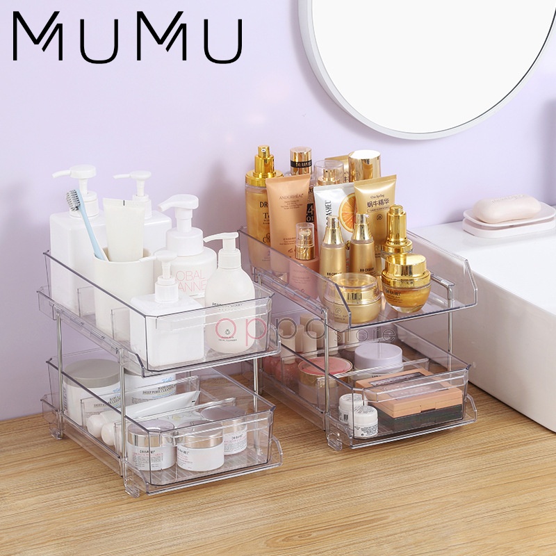 MUMU Style 2 Tier Kitchen Top Storage Rack Skin Care Makeup Shelf Rak ...