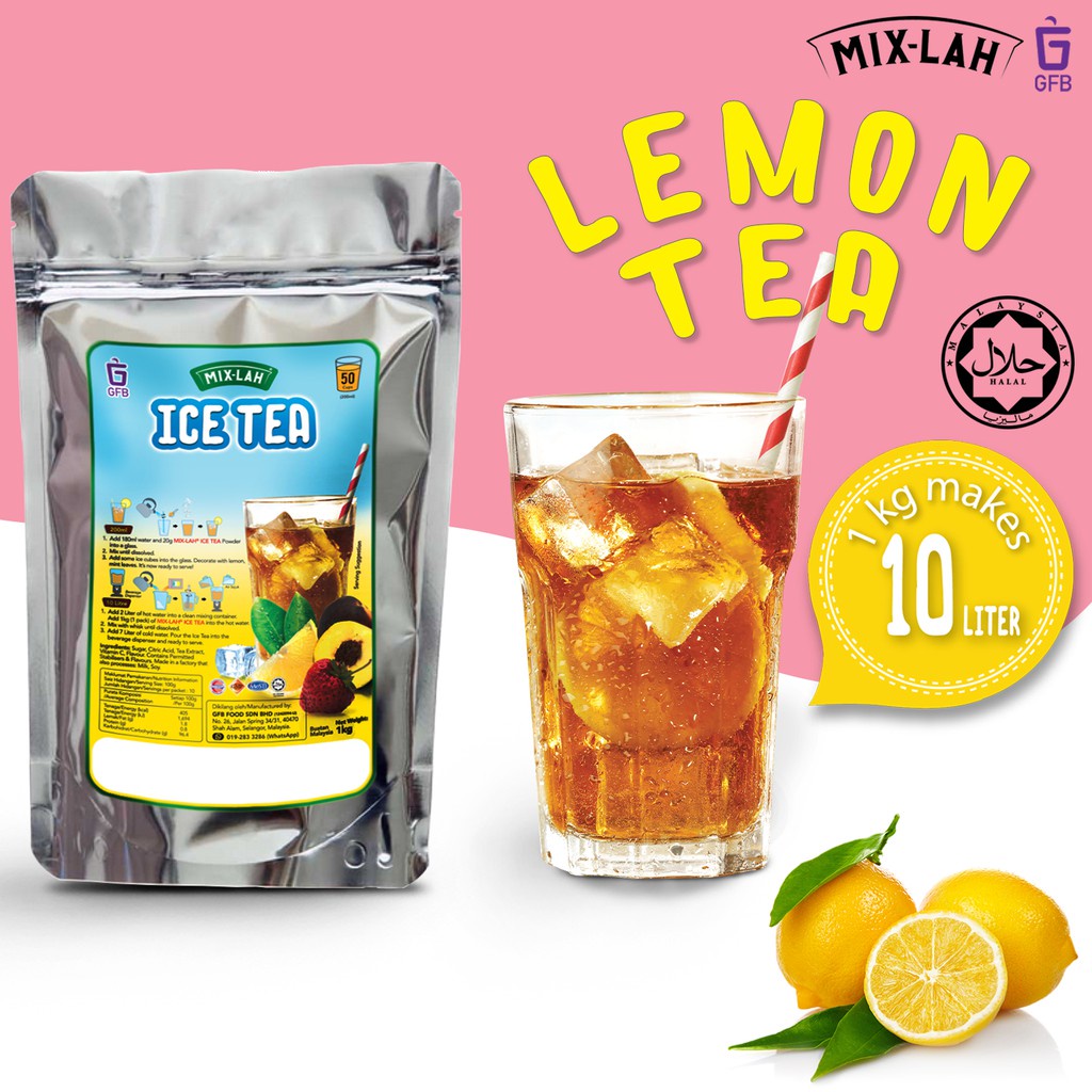 [READY STOCK] GFB MIX-LAH Instant Iced Tea Powder - Lemon Tea / Peach ...