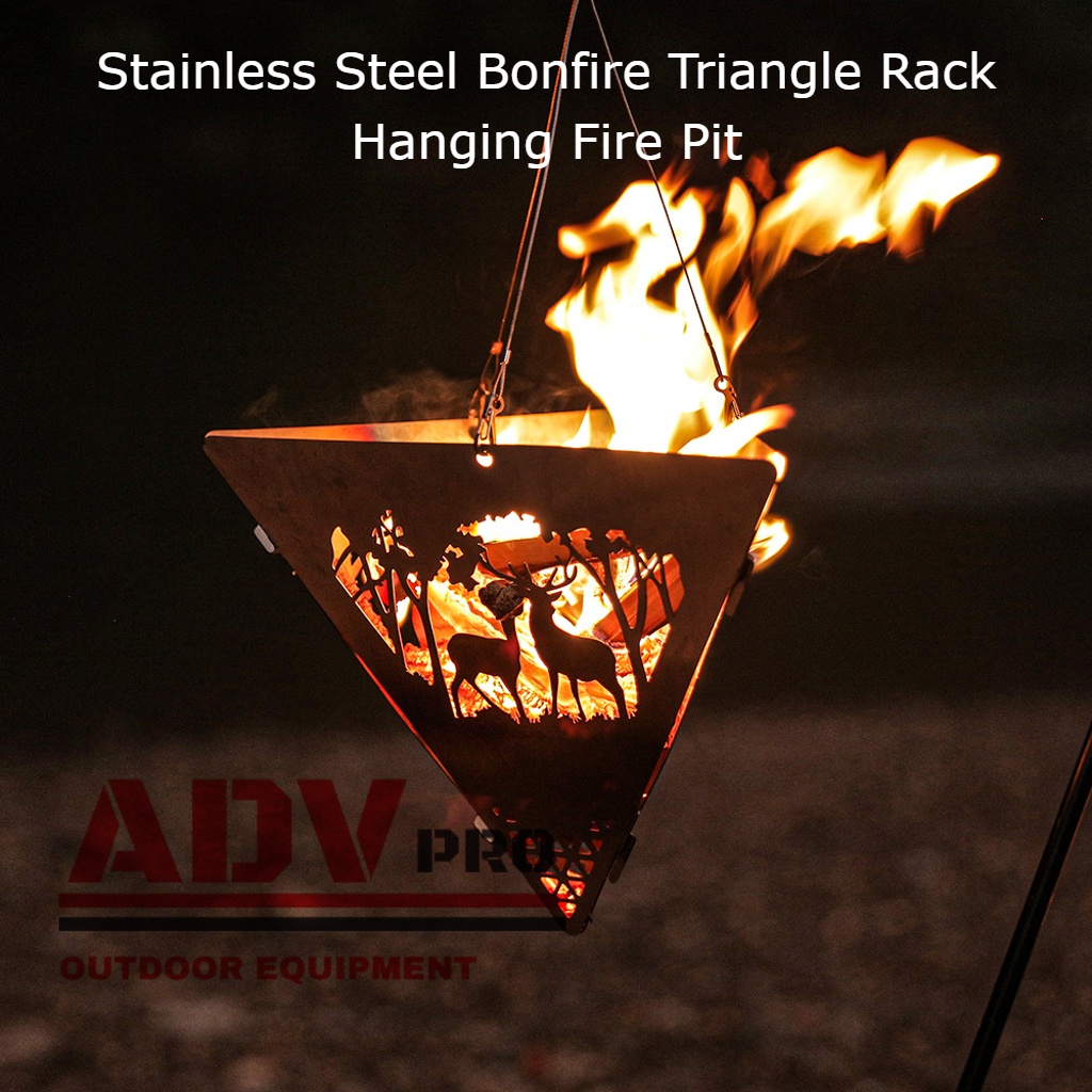 Outdoor Hanging Campfire Pit Triangle Bonfire Rack Hanging Furnace ...