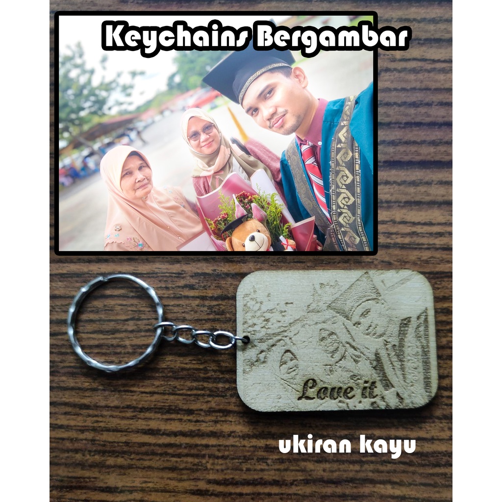 custom gambar wood keychains | for gift, birthday, wedding rantai kunci ...