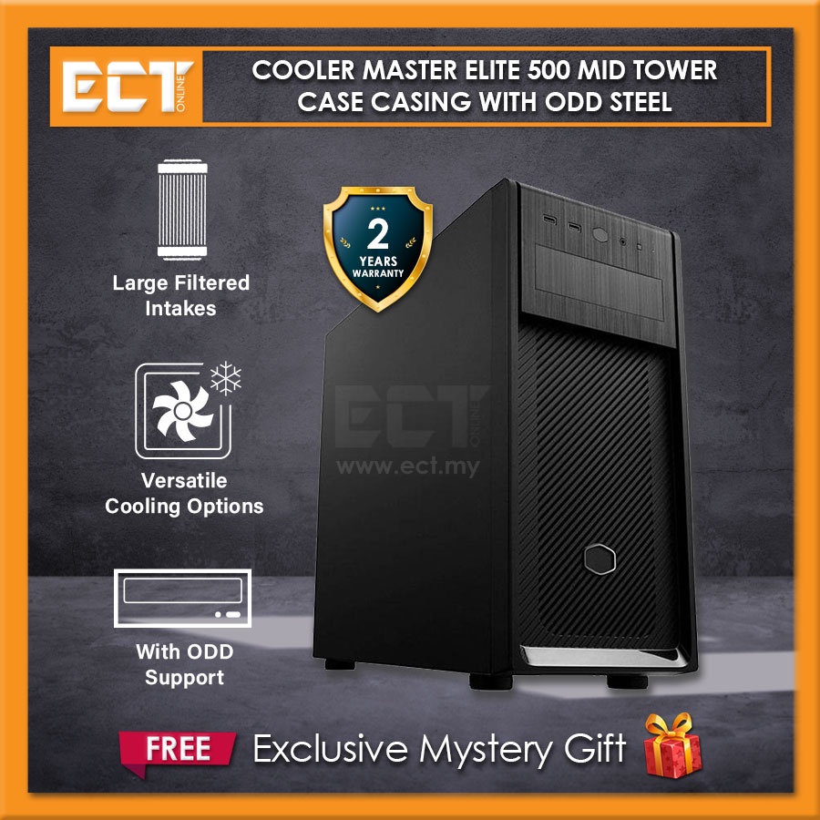 Cooler Master Elite 500 Mid Tower Case Casing With ODD Steel / Without ODD TG Left Panel ...