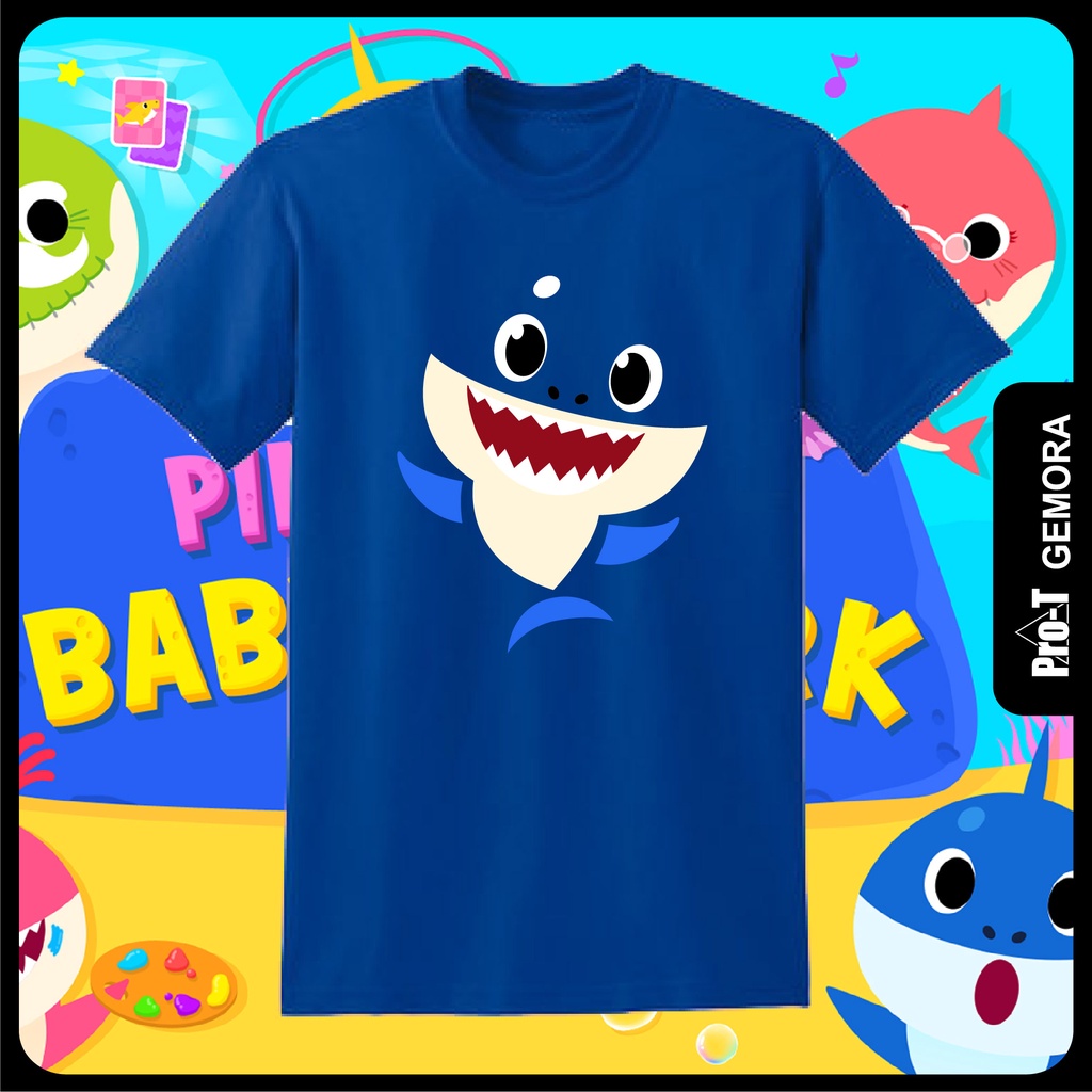 GEMORA_CARTOON PINK FONG DADDY SHARK ROYAL BLUE T-SHIRT KIDS & ADULT ...