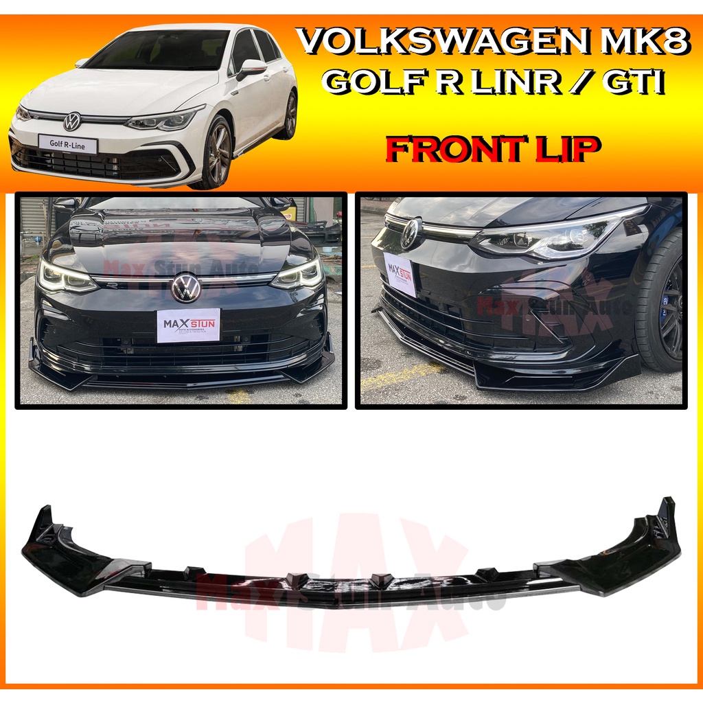 VOLKSWAGEN GOLF MK8 R-LINE GOLF GTI FRONT V LIP DIFFUSER (PIANO BLACK ...