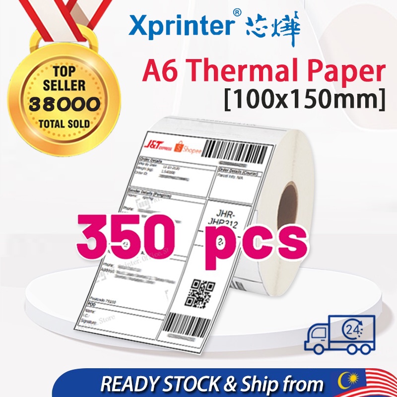 Xprinter Waybill Thermal A6 Printer Paper (100 x 150mm) thermal sticker ...