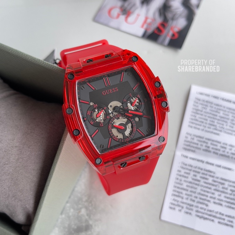 Guess Phoenix Multifunction Quartz Watch Red Case Red Silicone GW0203G5 ...