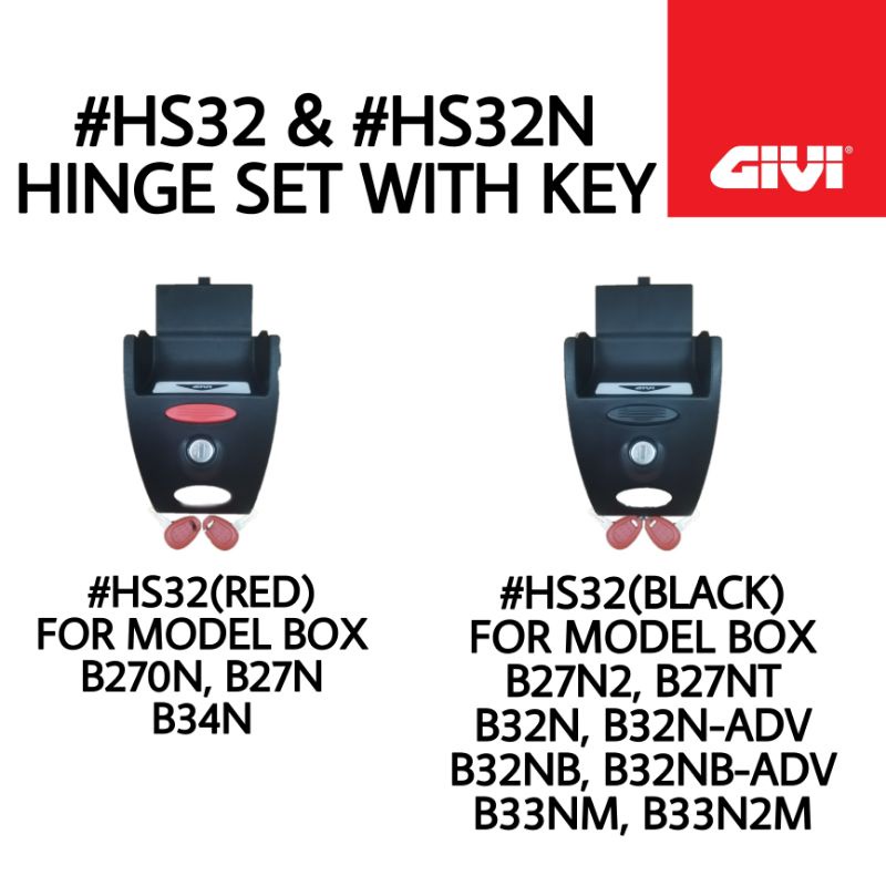 GIVI BOX HINGE SET WITH KEY(#HS32 & #HS32N) | Shopee Malaysia