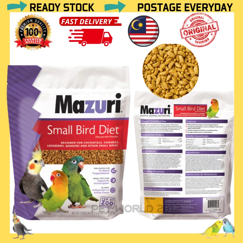 Mazuri Small Bird Diet 11.33kg Original Pack - Sesuai Semua Parrot ...