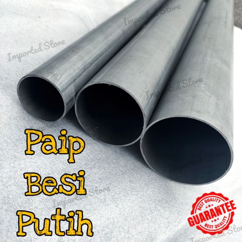Paip Besi Putih Steel Pipe 1 Meter Panjang utk Kereta Dan lain | Shopee ...