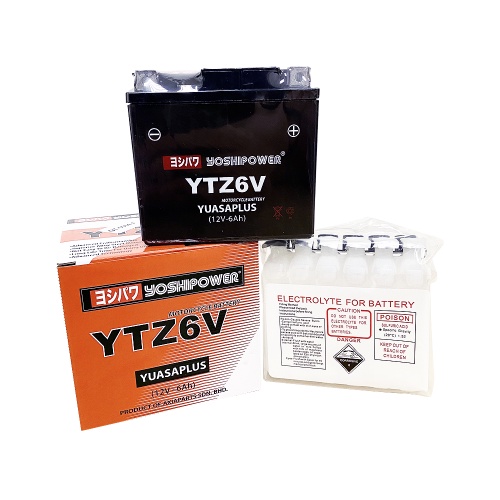 YOSHIPOWER Motorcycle High Performance Maintenance Free Battery YTZ6V ...