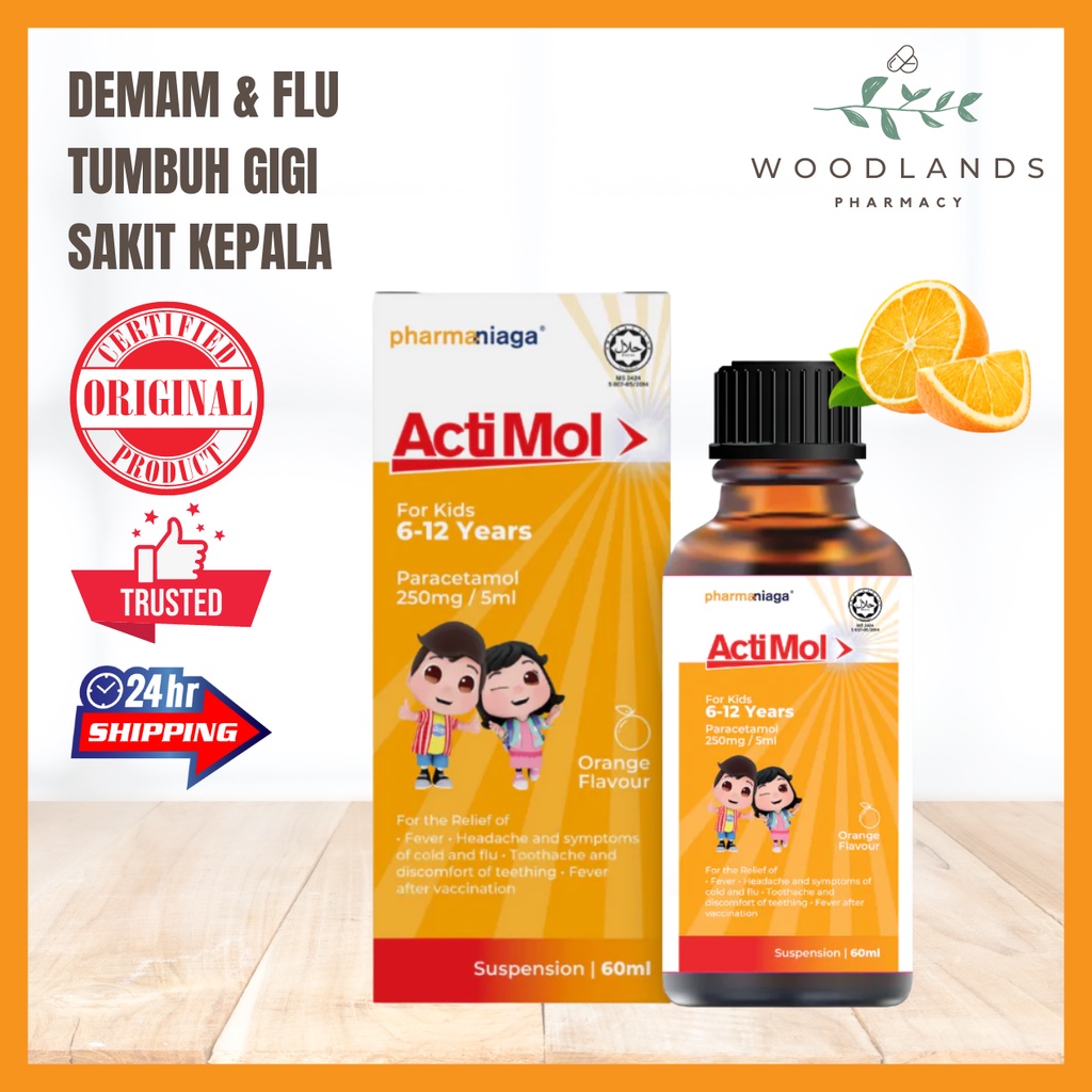 ACTIMOL PARACETAMOL 250MG/5ML SUSPENSION ORANGE FLAVOUR 60ML [Demam ...